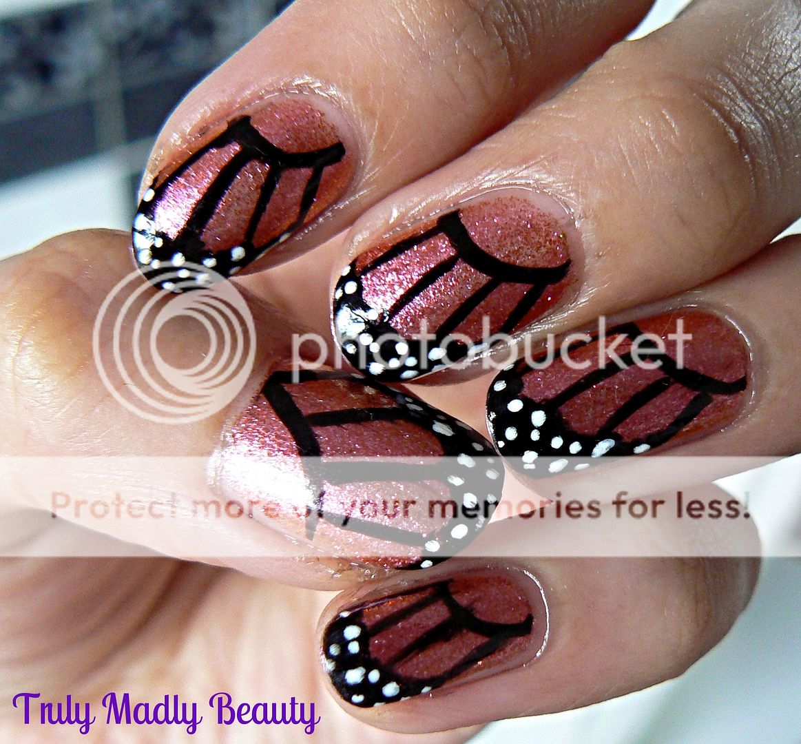 Truly Madly Beauty: NOTD - Butterfly Wing Nails & Tutorial!